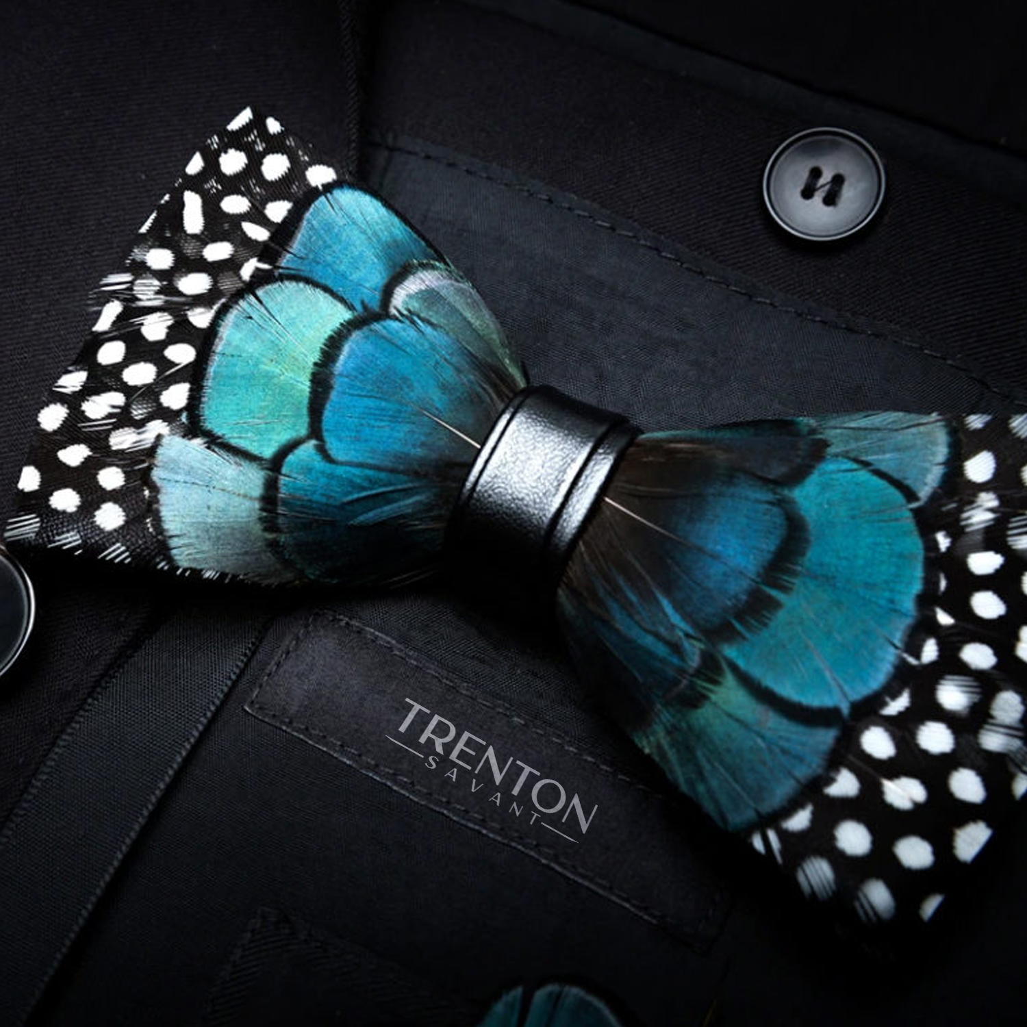 Dapper Dot – The Azure Waltz Feather Bow Tie | Trenton Savant