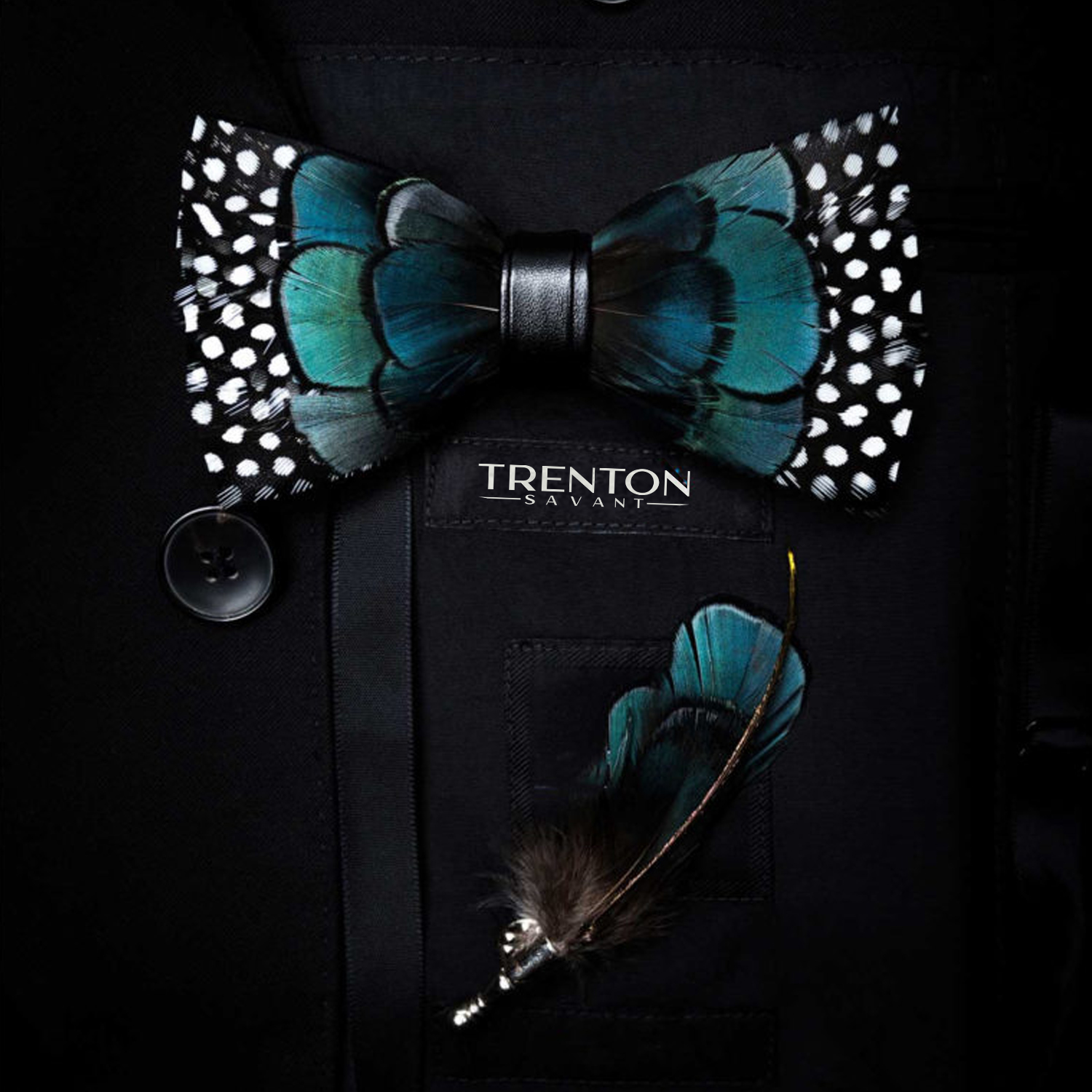 Dapper Dot – The Azure Waltz Feather Bow Tie | Trenton Savant